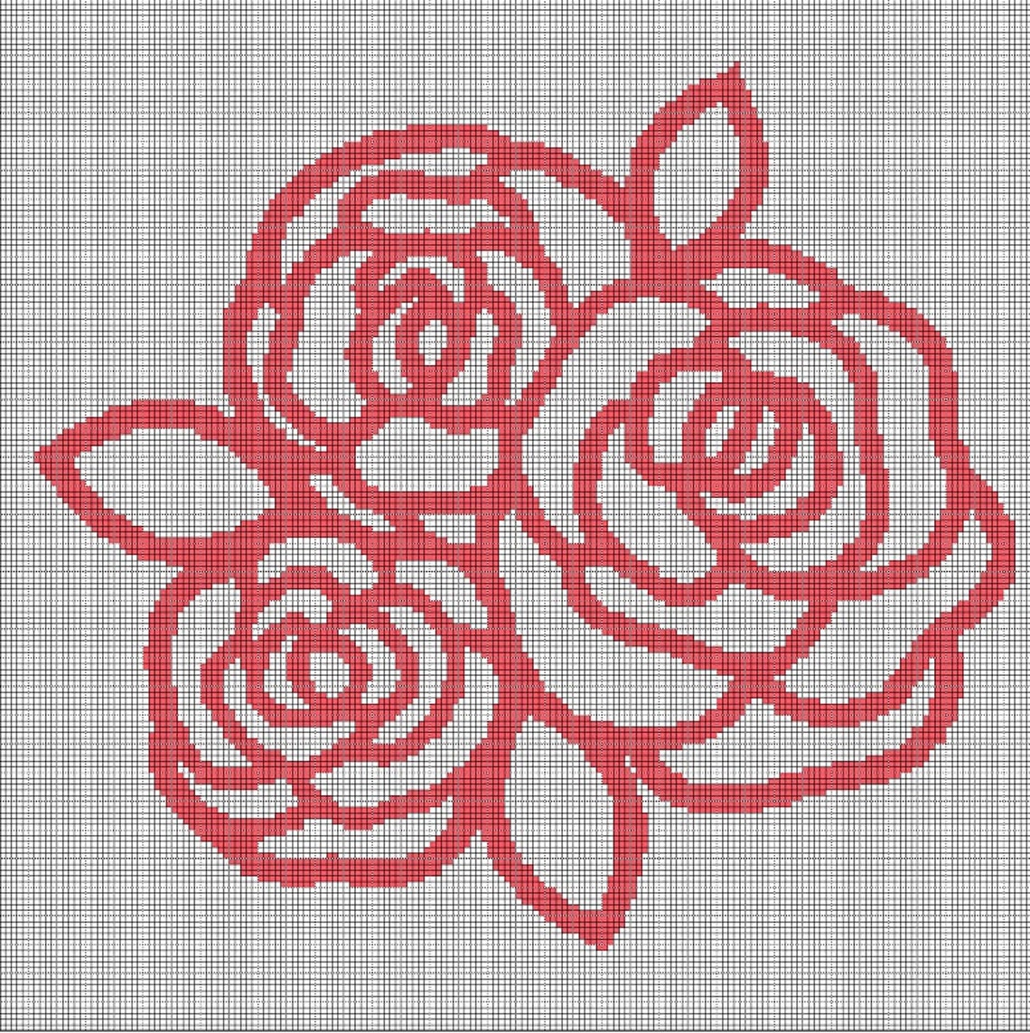 Roses Silhouette Cross Stitch Pattern in Pdf - Etsy