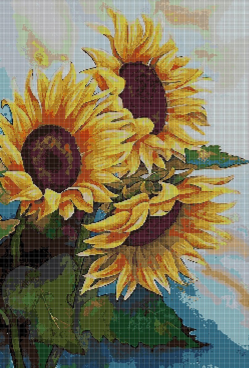 Sunflowers Cross Stitch Pattern in Pdf DMC - Etsy