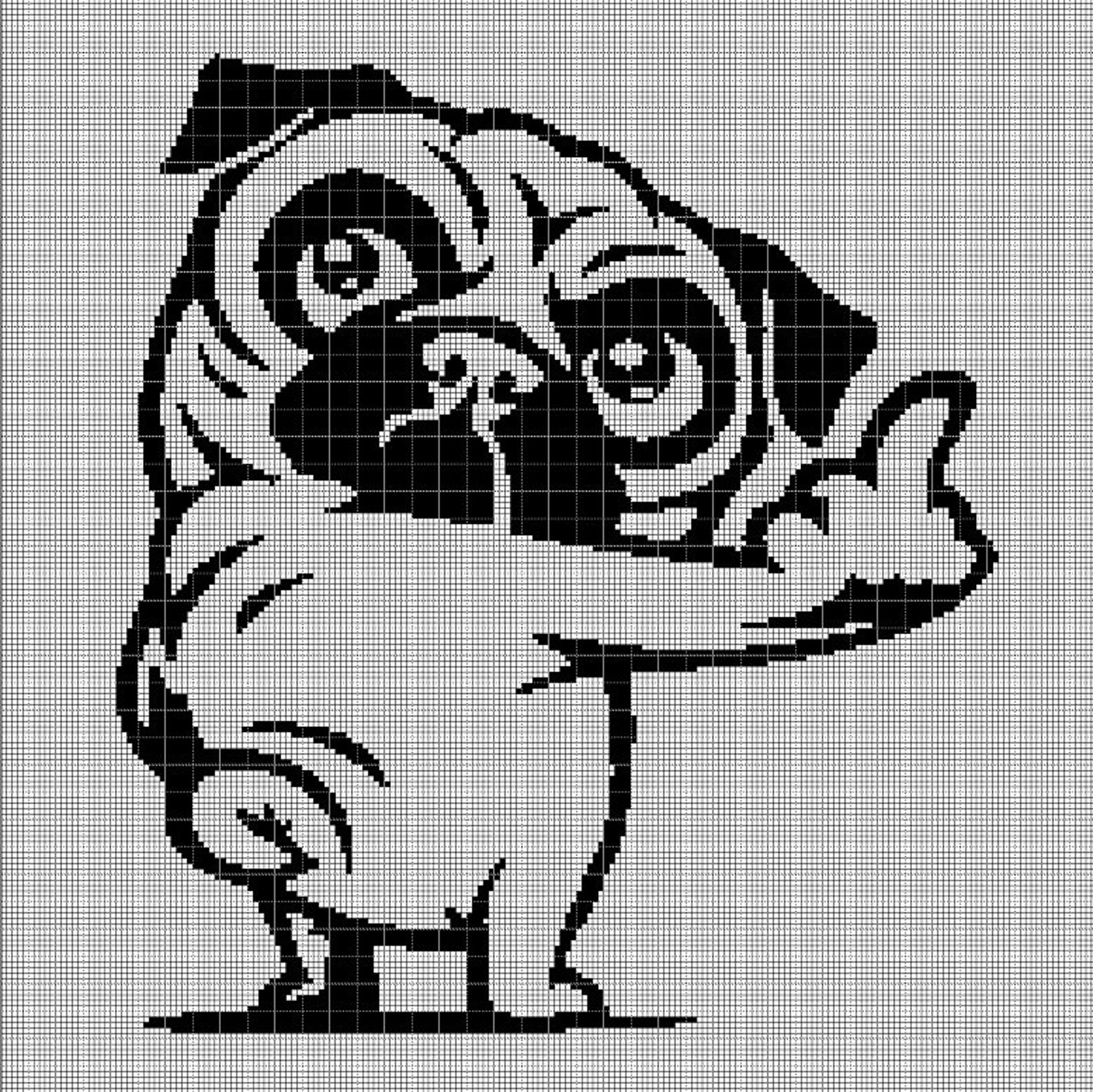 Funny Mops Silhouette Cross Stitch Pattern in Pdf - Etsy