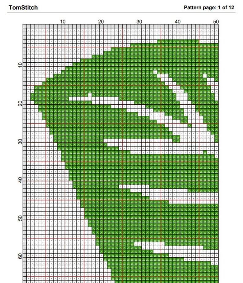 Green Leaves Silhouette Cross Stitch Pattern in Pdf - Etsy