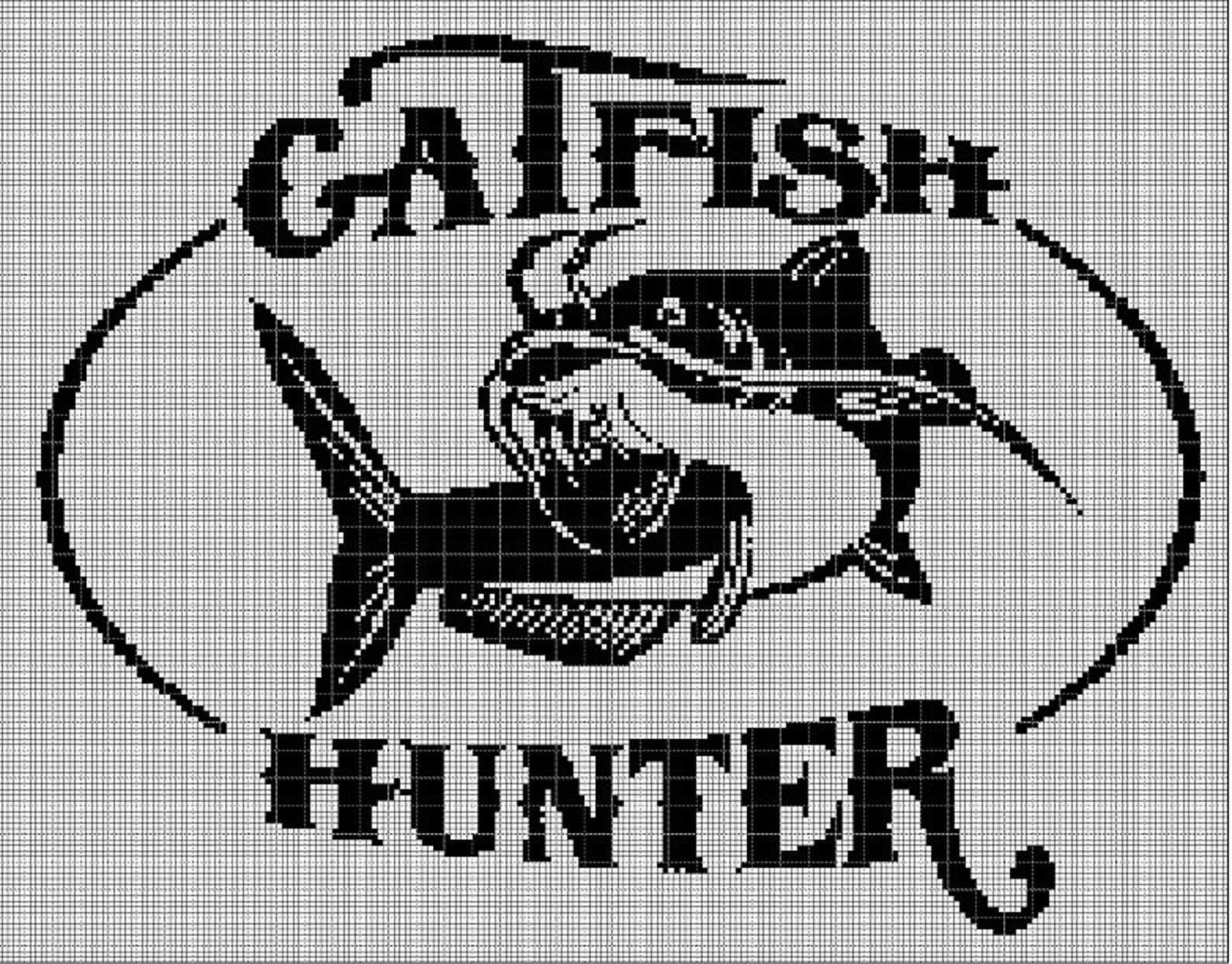 Catfish Hunter Silhouette Cross Stitch Pattern in Pdf - Etsy