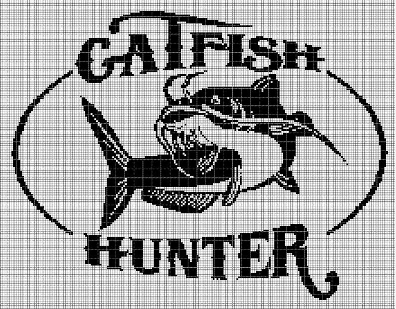 Catfish Hunter Silhouette Cross Stitch Pattern in Pdf - Etsy