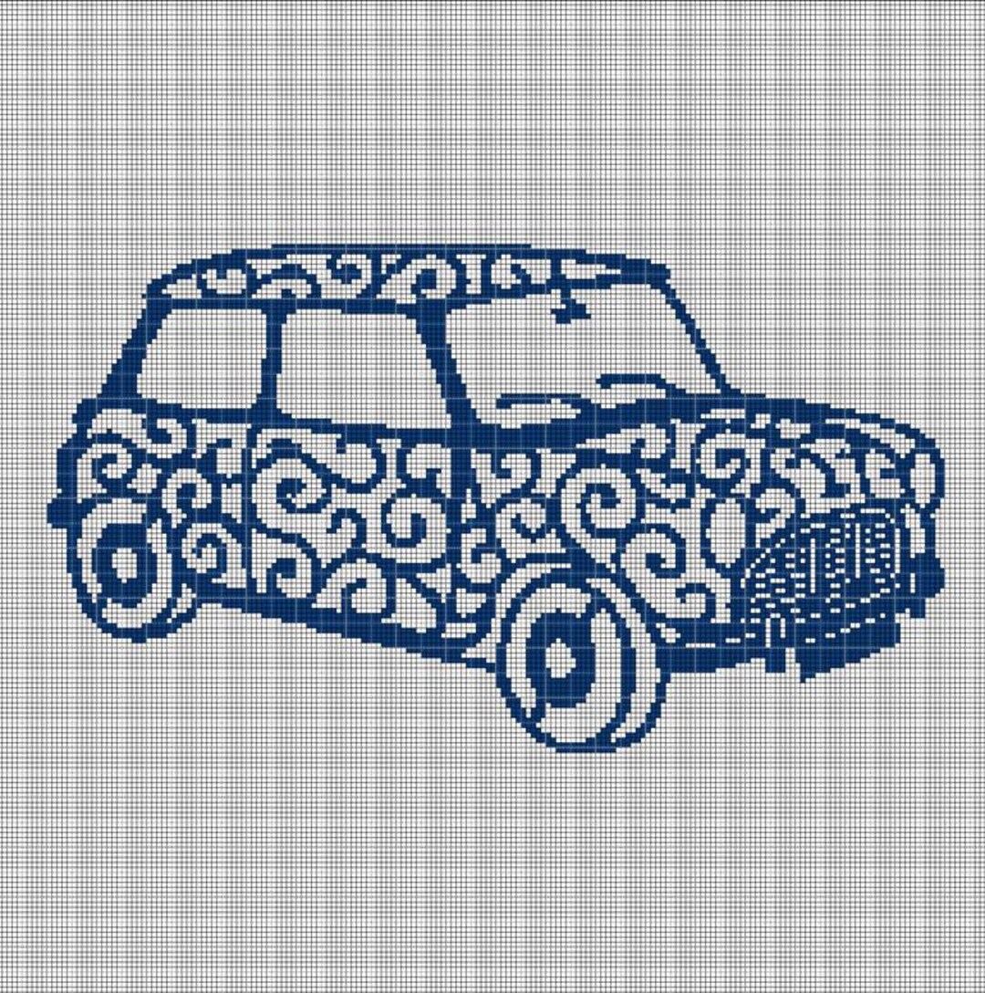 Blue Car Silhouette Cross Stitch Pattern in Pdf - Etsy