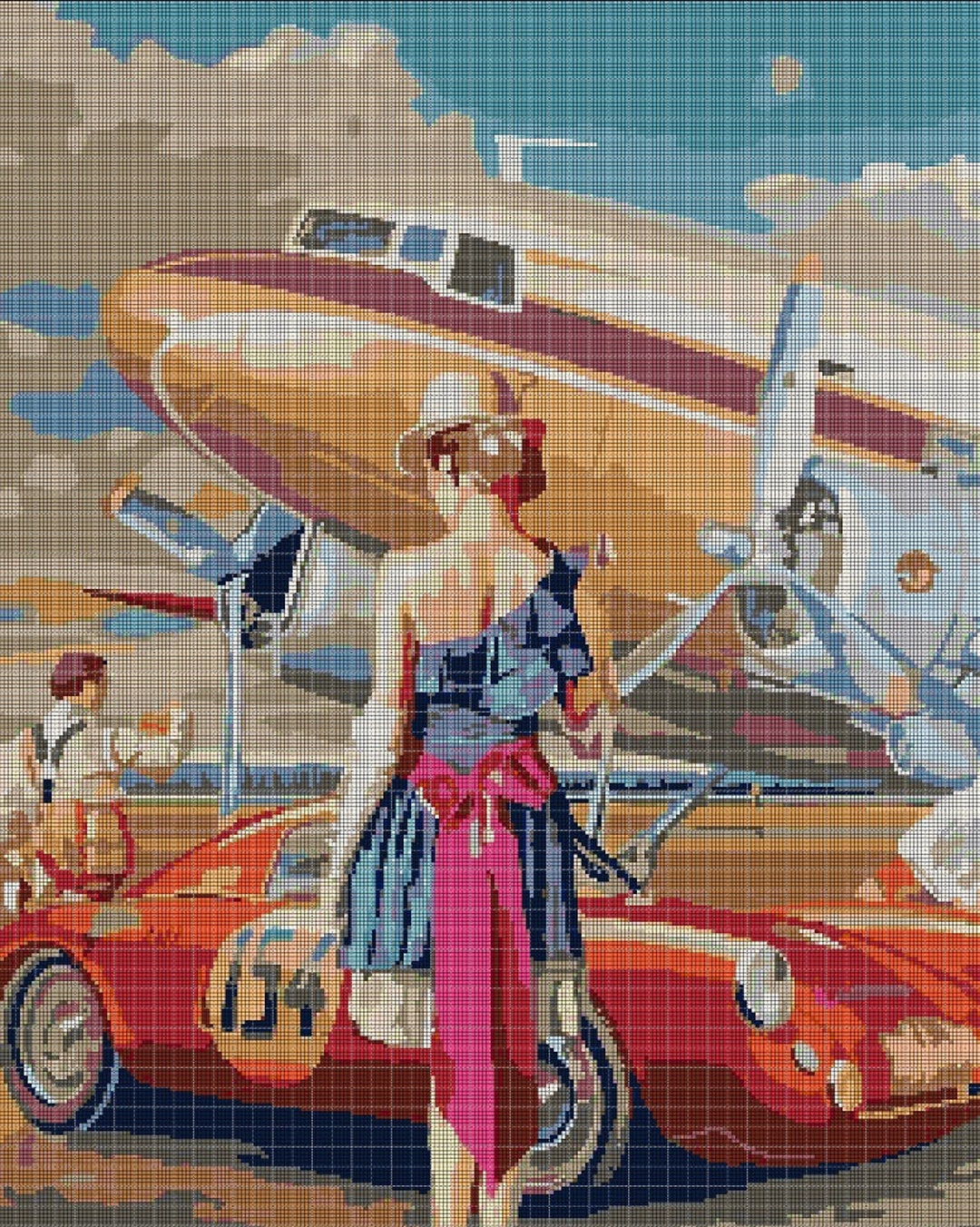 Airplane Cross Stitch Pattern in Pdf DMC - Etsy
