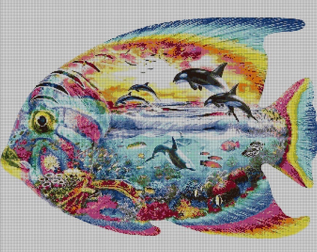 Fish Sea Cross Stitch Pattern in Pdf DMC - Etsy