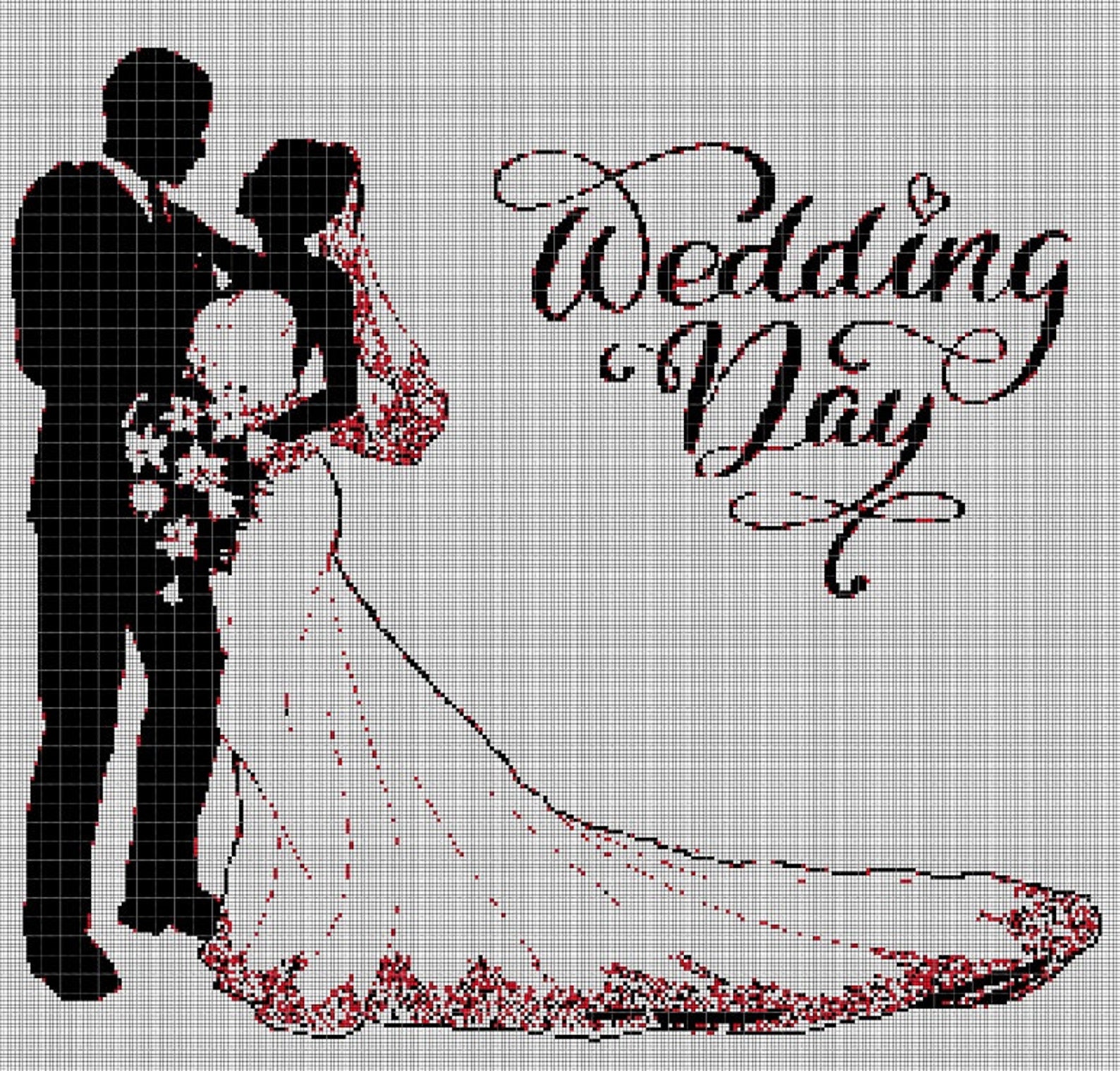 Wedding Day Silhouette Cross Stitch Pattern in Pdf - Etsy