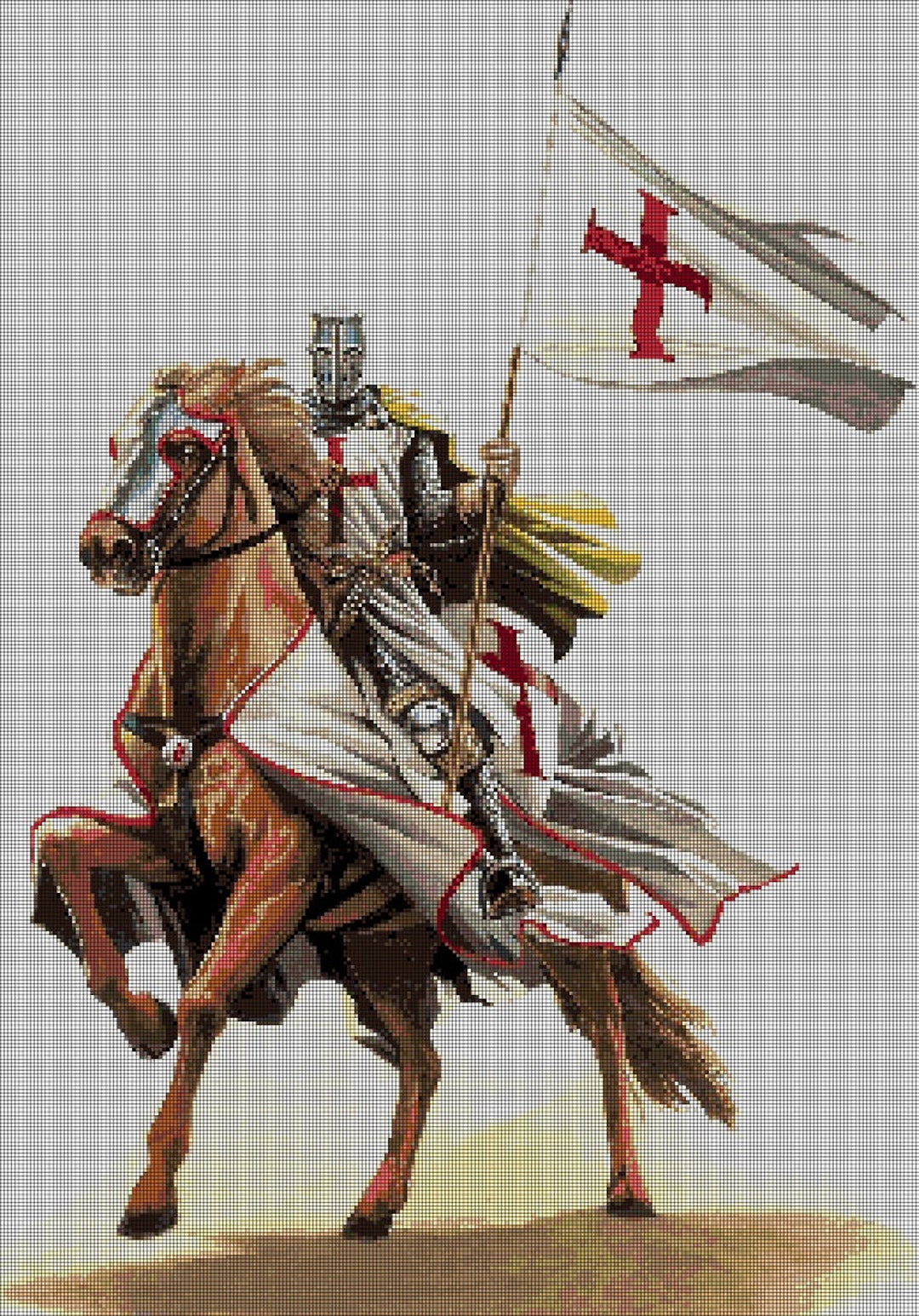 Crusader Knight Horseback Cross Stitch Pattern in Pdf DMC - Etsy