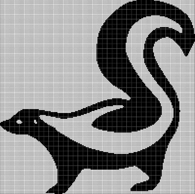 Skunk Silhouette Cross Stitch Pattern in Pdf - Etsy