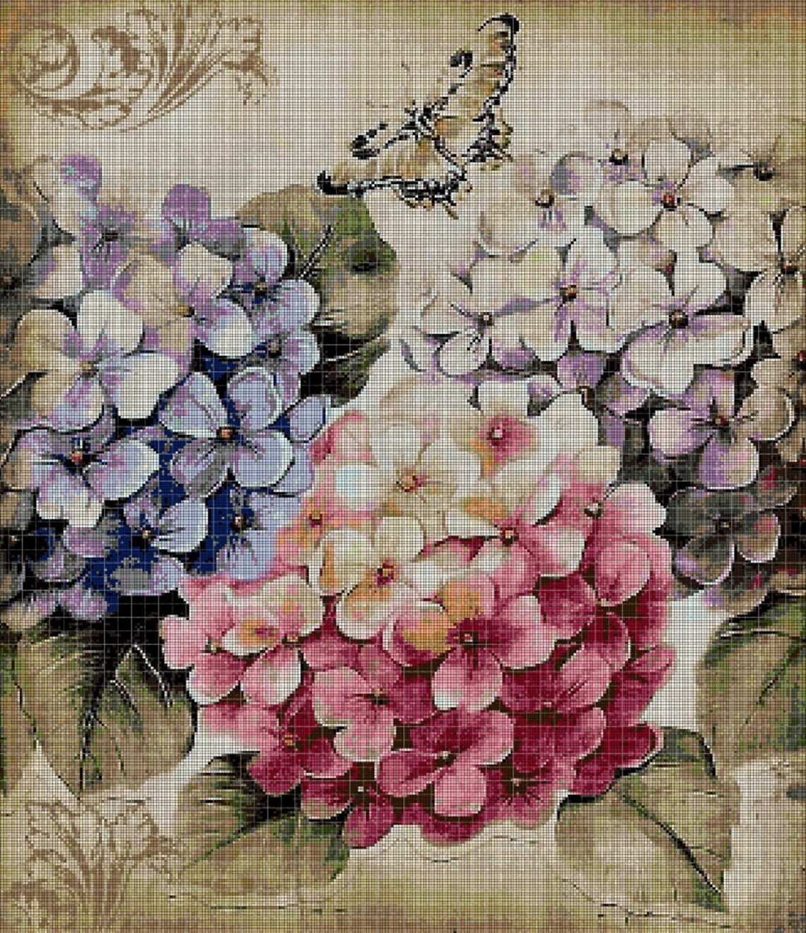 Hydrangeas Cross Stitch Pattern in Pdf DMC - Etsy