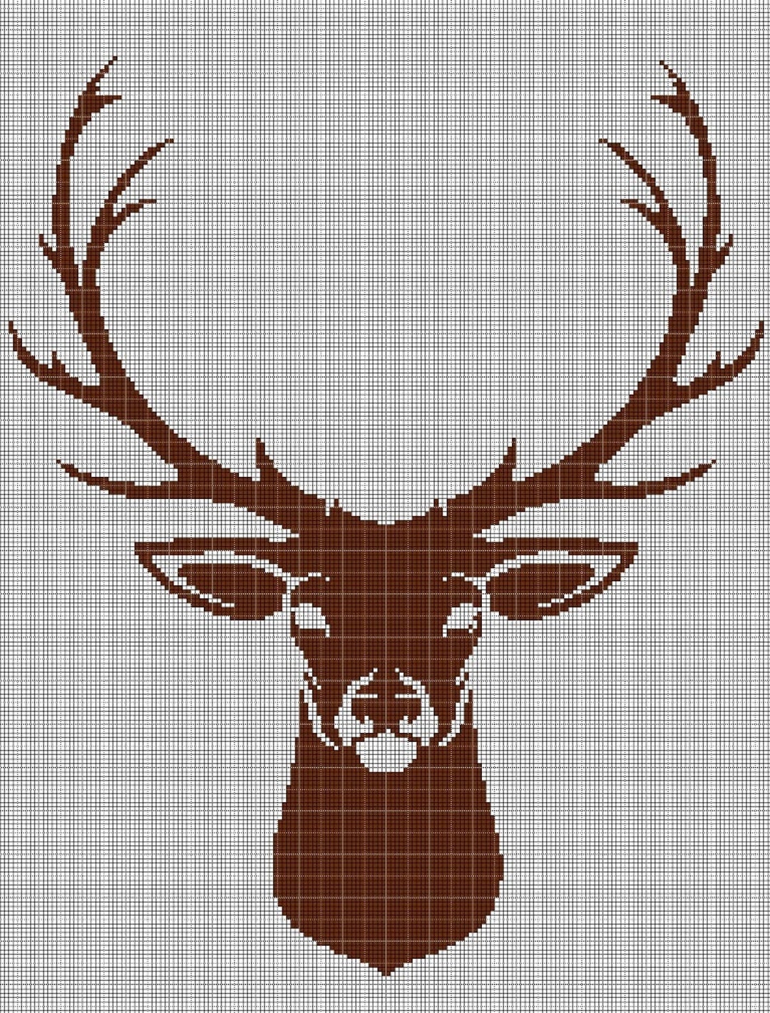 Deer Head 2 Silhouette Cross Stitch Pattern in Pdf - Etsy