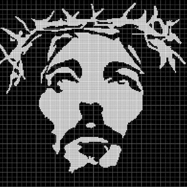Jesus Face Cross Stitch - Etsy