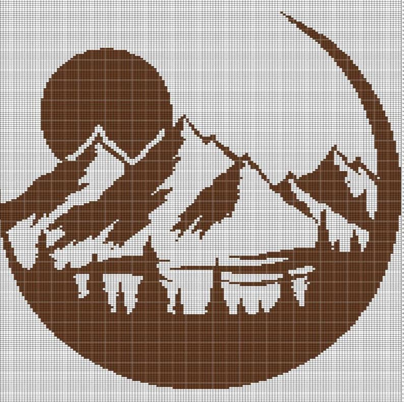 CROCHET! Landscape With Mountains Crochet Afghan Pattern Graph - Etsy