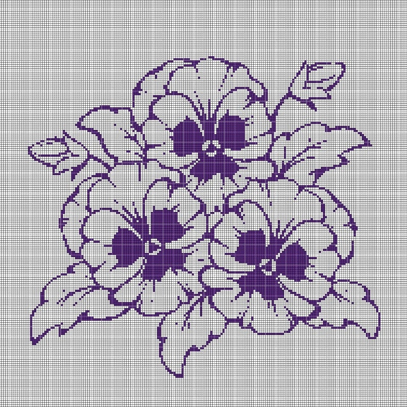 Pansy Silhouette Cross Stitch Pattern in Pdf - Etsy