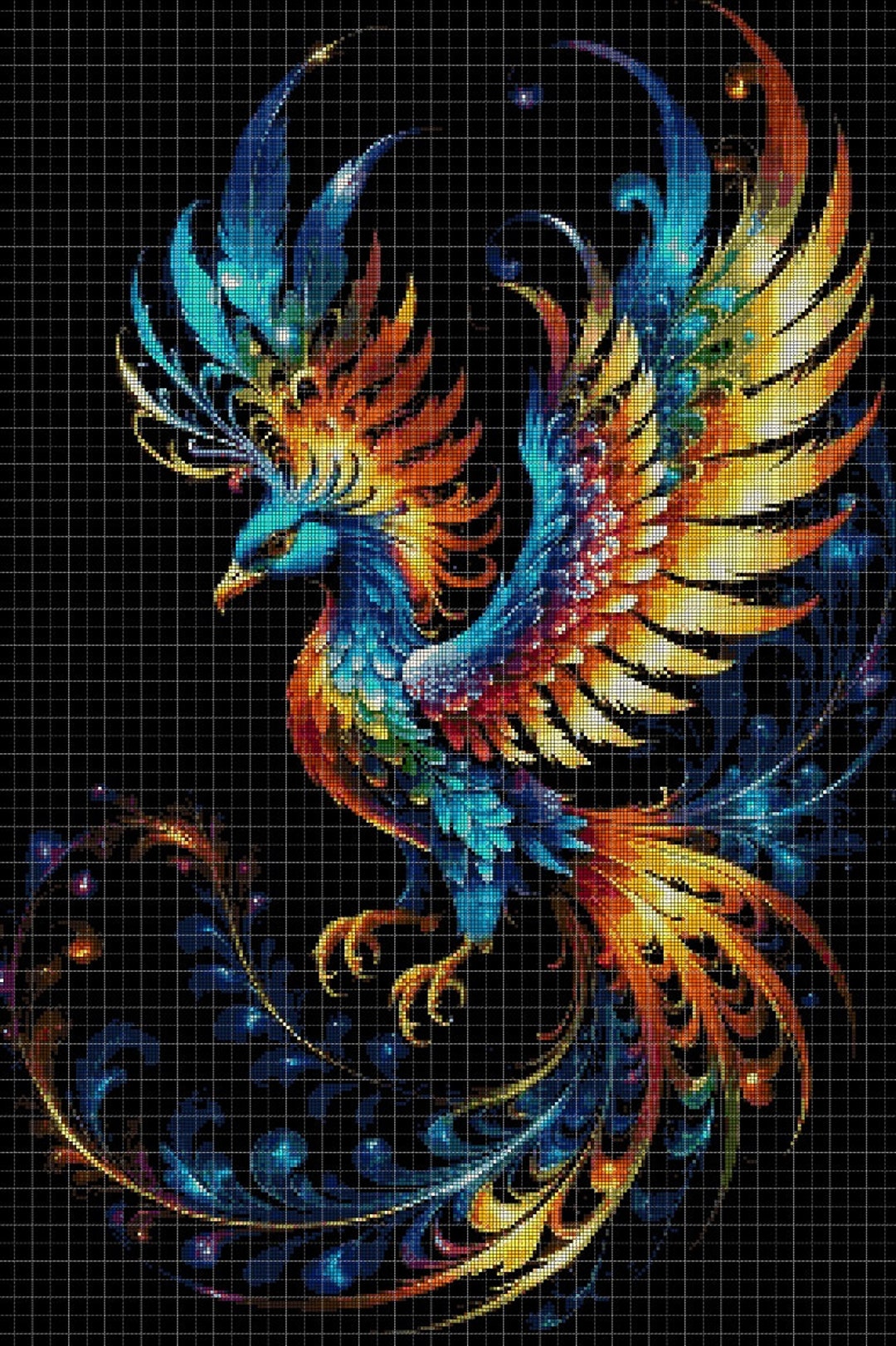 Rainbow Phoenix Cross Stitch Pattern in Pdf DMC - Etsy
