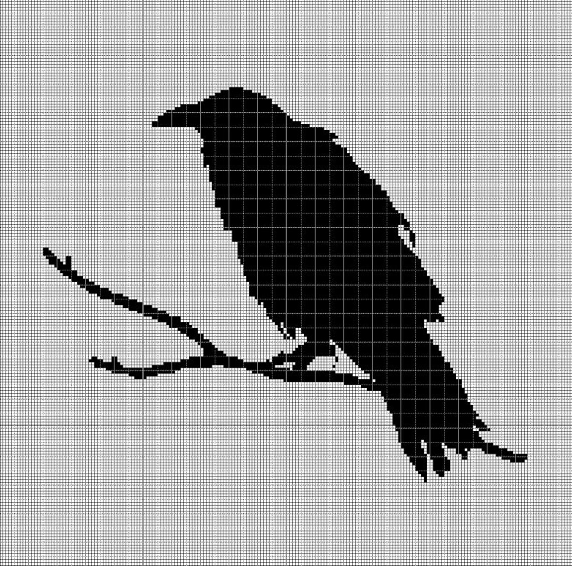 Raven 4 Silhouette Cross Stitch Pattern in Pdf - Etsy