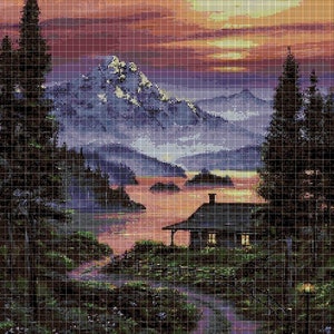 Landscape at Dawn Cross Stitch Pattern in Pdf DMC - Etsy