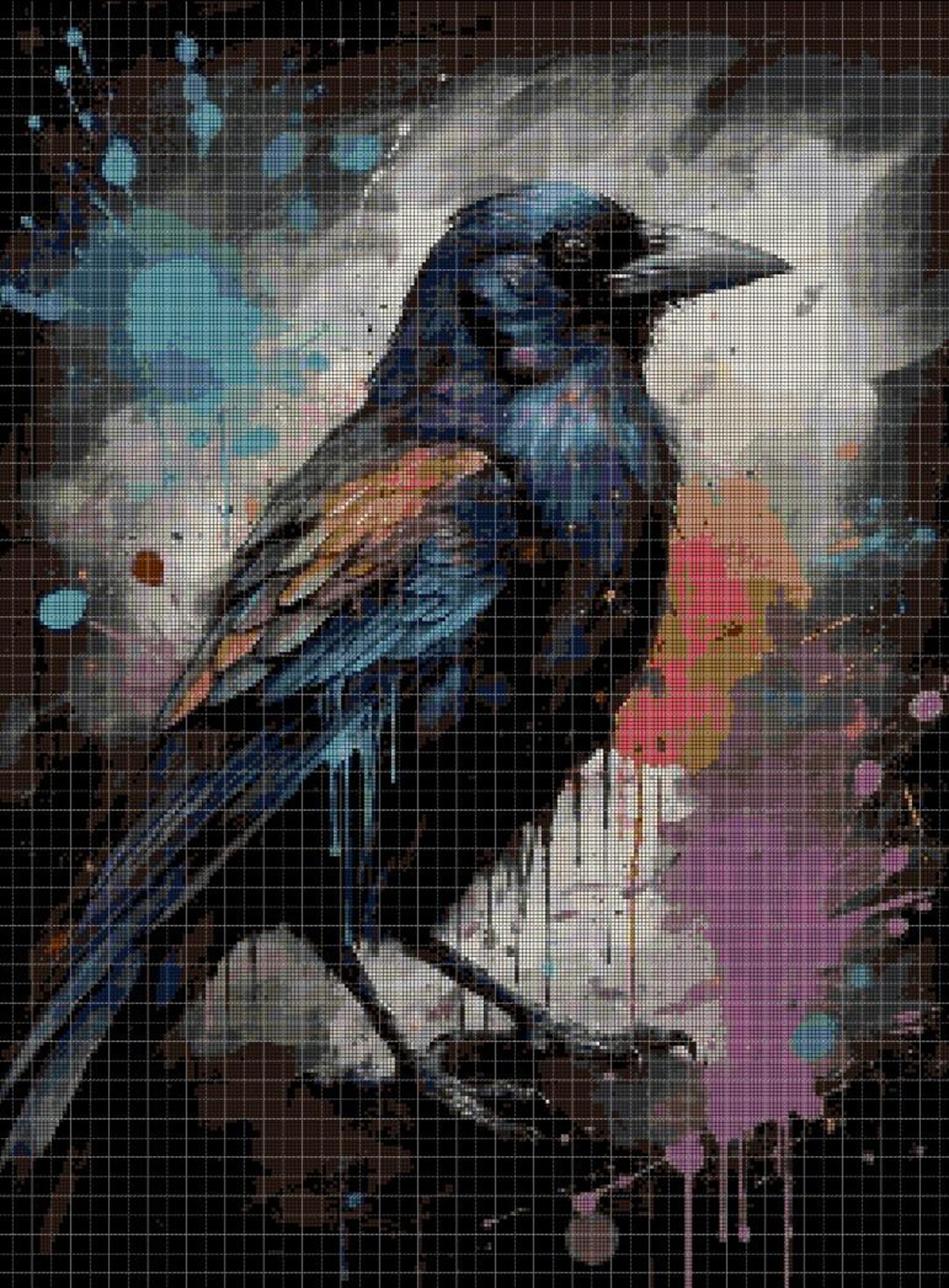 Raven Cross Stitch Pattern in Pdf DMC - Etsy