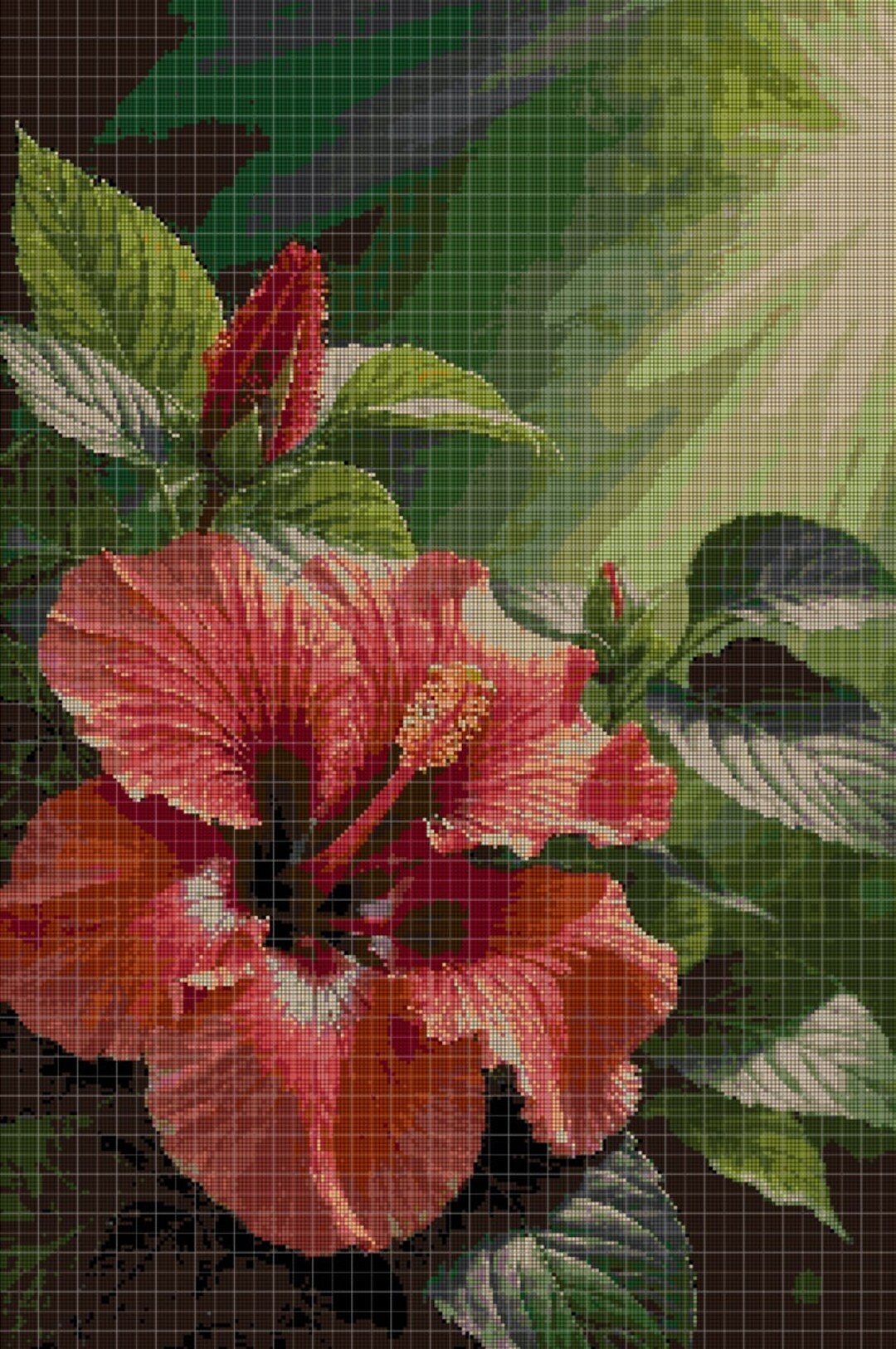 Hibiscus Cross Stitch Pattern in Pdf DMC - Etsy