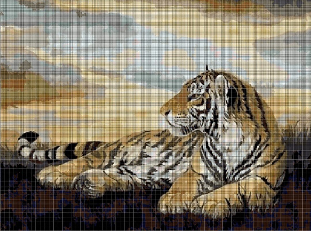 Tiger Cross Stitch Pattern in Pdf DMC - Etsy