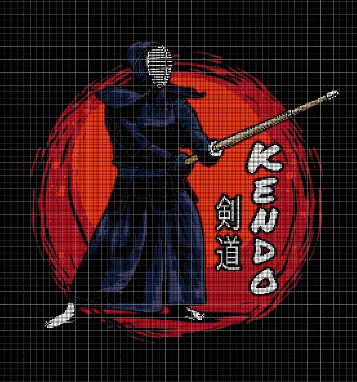 Kendo Fighter 2 Cross Stitch Pattern in Pdf DMC - Etsy