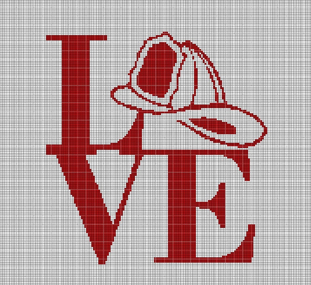 Firefighter Love Silhouette Cross Stitch Pattern in Pdf - Etsy
