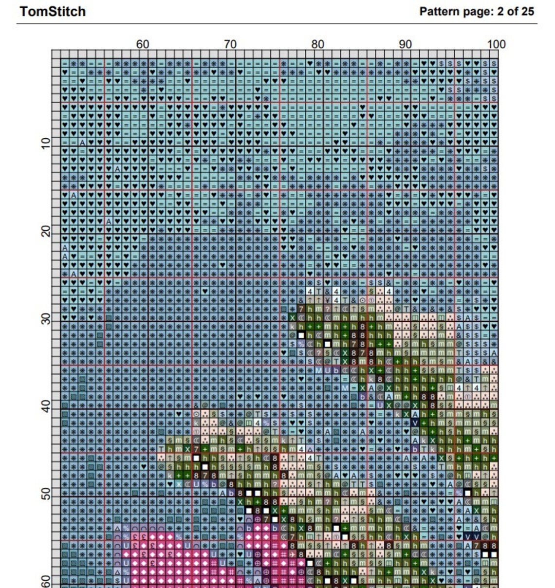 Flowers in Vase 2 Cross Stitch Pattern in Pdf DMC - Etsy
