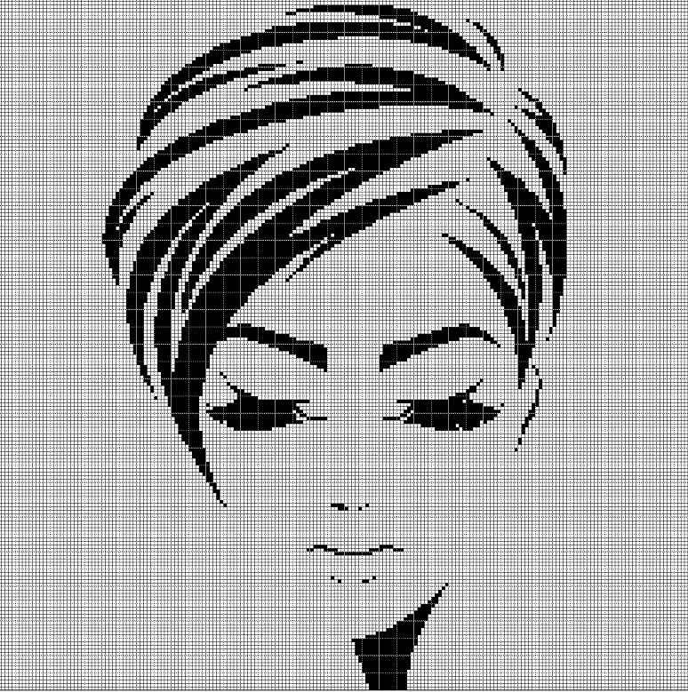 Woman Face Silhouette Cross Stitch Pattern in Pdf - Etsy