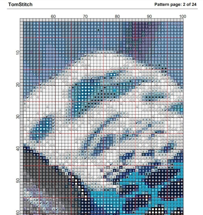 Snow Leopard in Blue Cross Stitch Pattern in Pdf DMC - Etsy