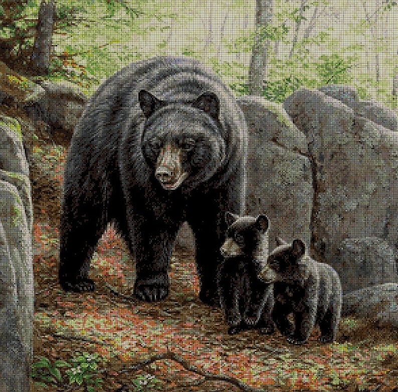 The Bear Family Cross Stitch Pattern in Pdf DMC - Etsy