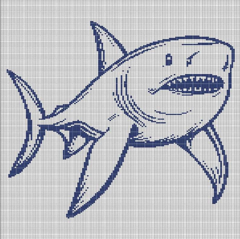CROCHET! Shark 2 Crochet Afghan Pattern Graph - Etsy