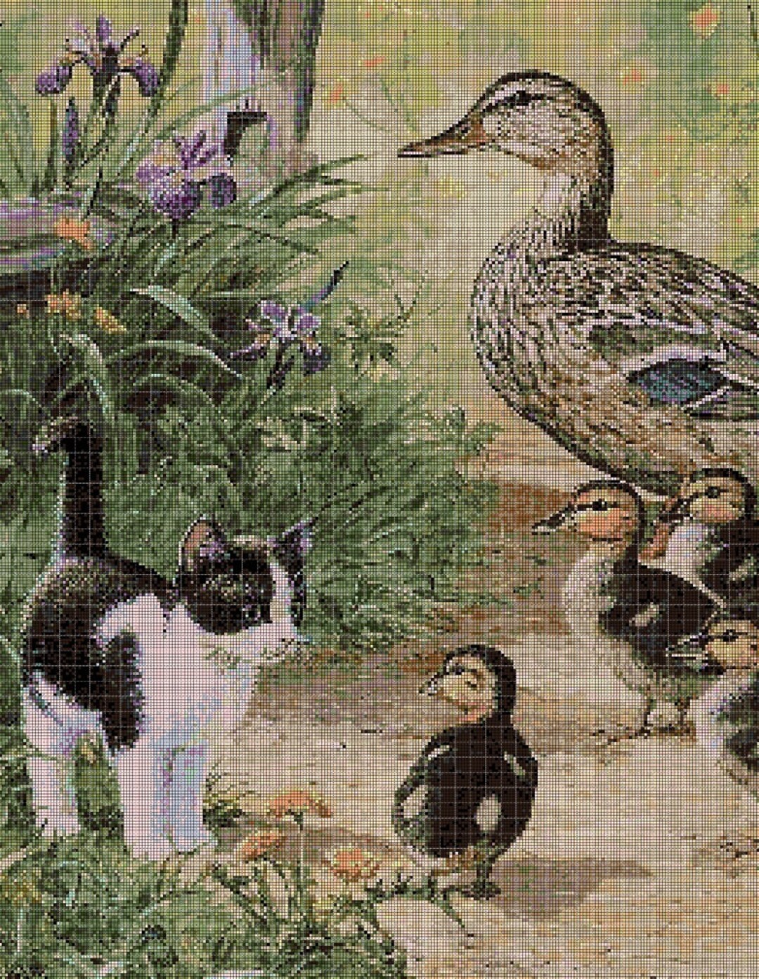 Cat and Ducks Cross Stitch Pattern in Pdf DMC - Etsy
