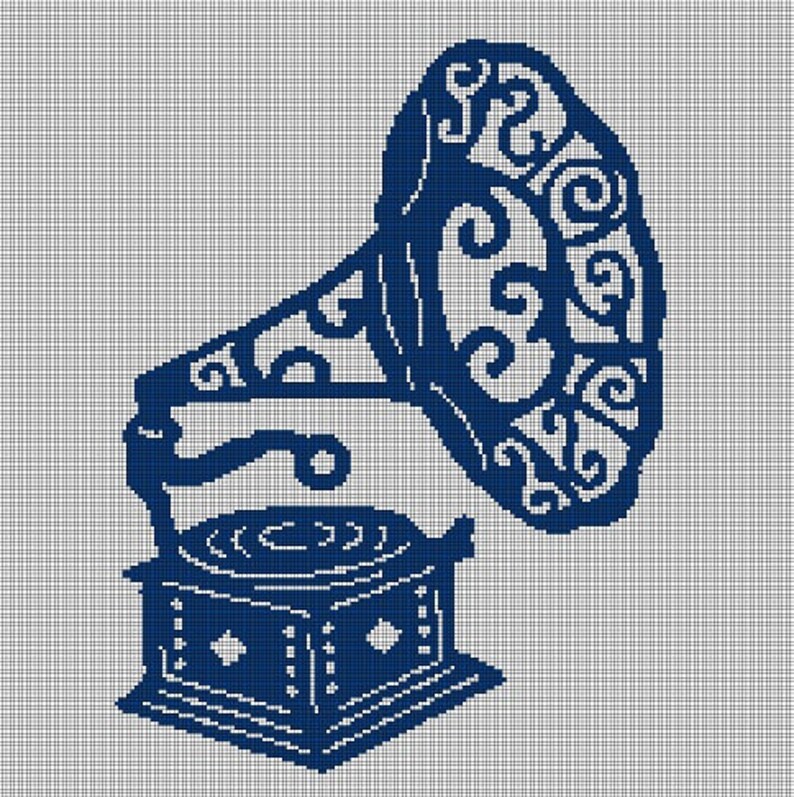 Gramophone Silhouette Cross Stitch Pattern in Pdf - Etsy