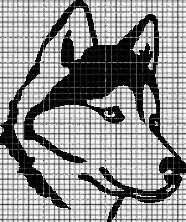 Husky Head Silhouette Cross Stitch Pattern in Pdf - Etsy