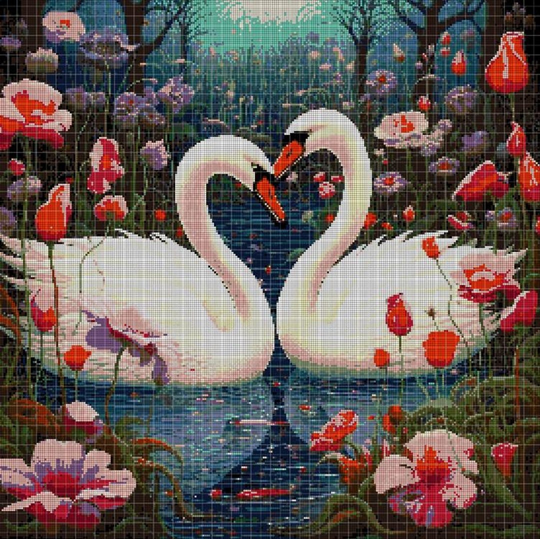 Swans Synchronicity Cross Stitch Pattern in Pdf DMC - Etsy