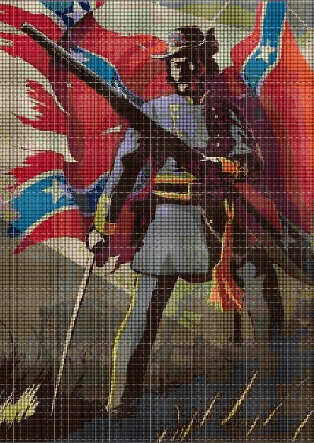 Confederate Soldier Cross Stitch Pattern in Pdf DMC - Etsy
