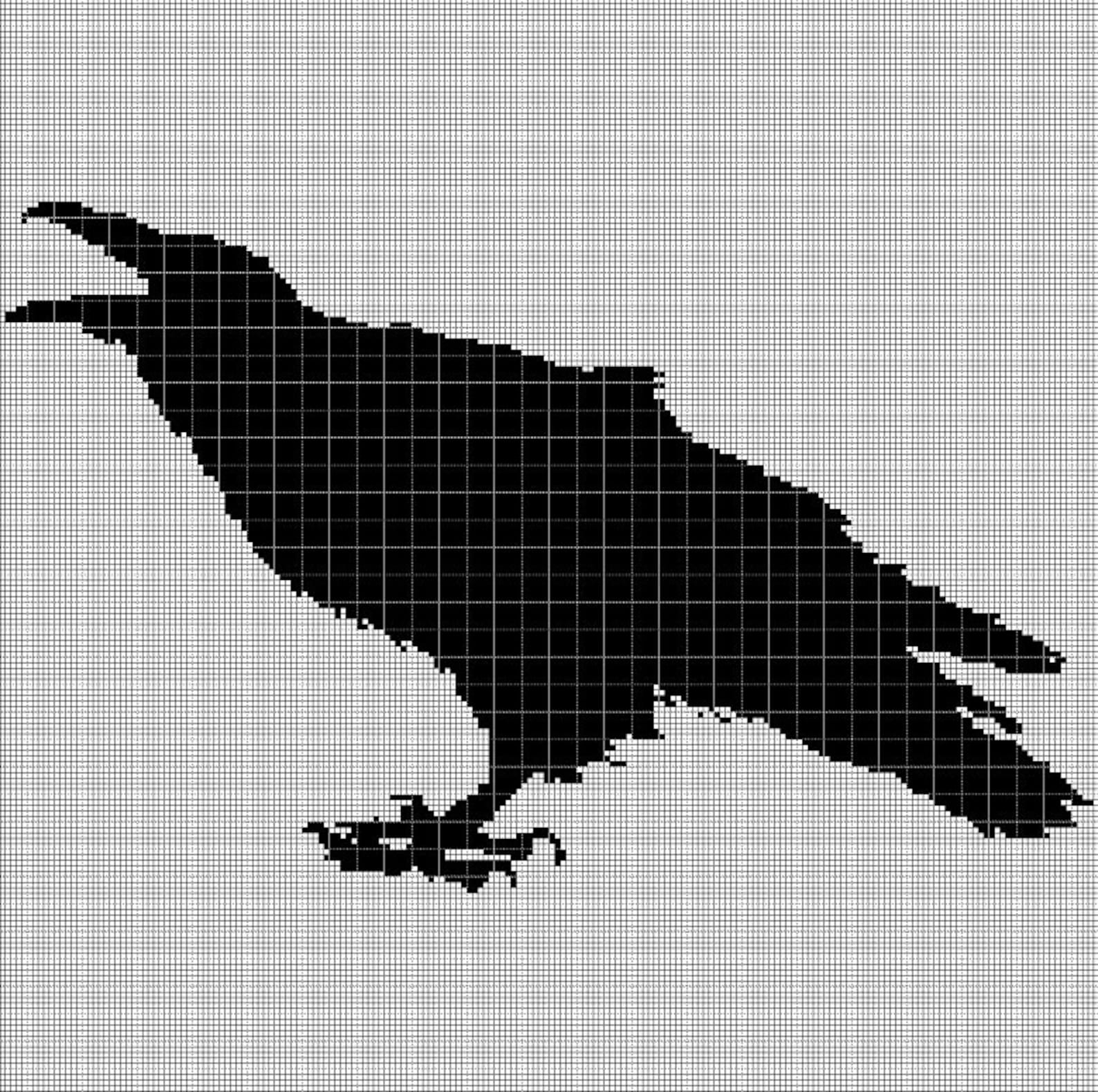Raven 3 Silhouette Cross Stitch Pattern in Pdf - Etsy