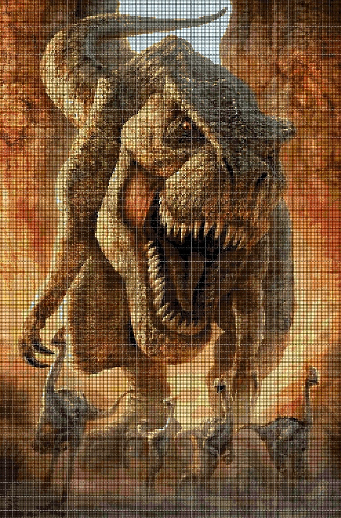 T-rex Cross Stitch Pattern in Pdf DMC - Etsy
