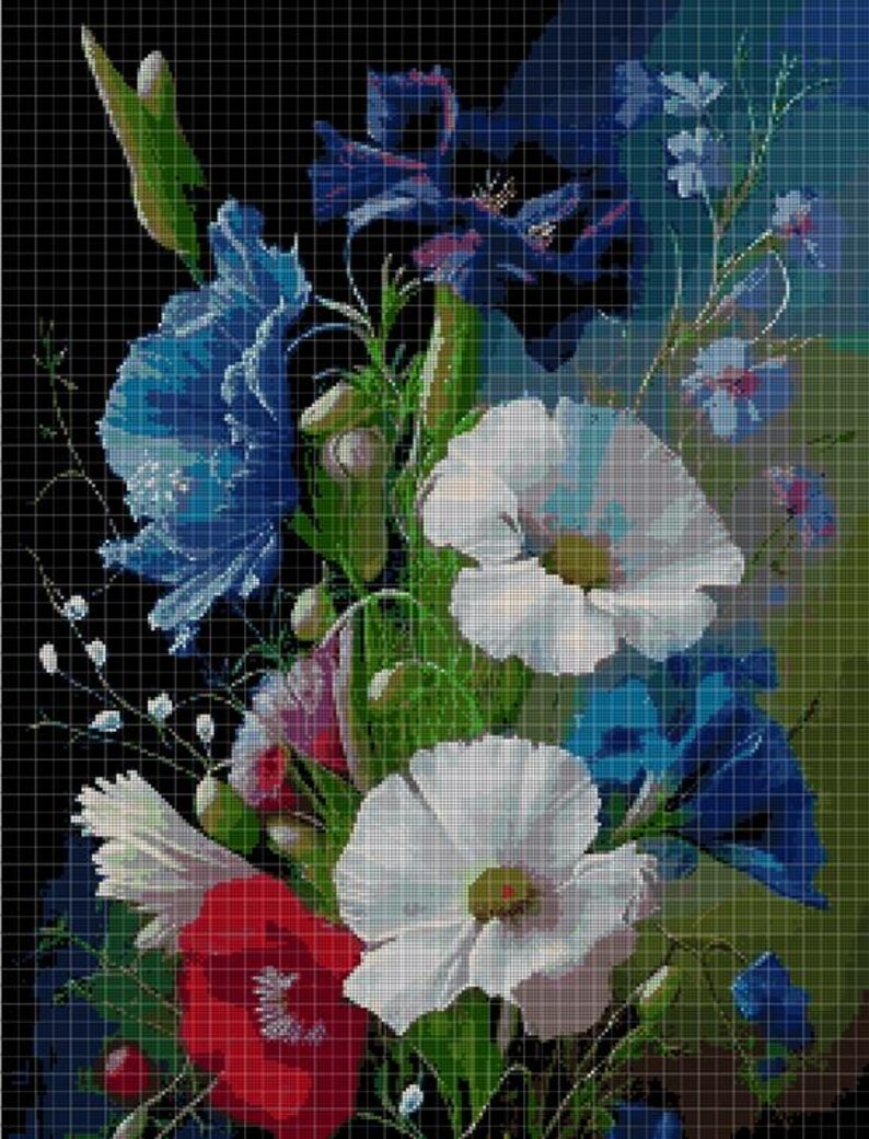 Bouquet of Wildflowers Cross Stitch Pattern in Pdf DMC - Etsy