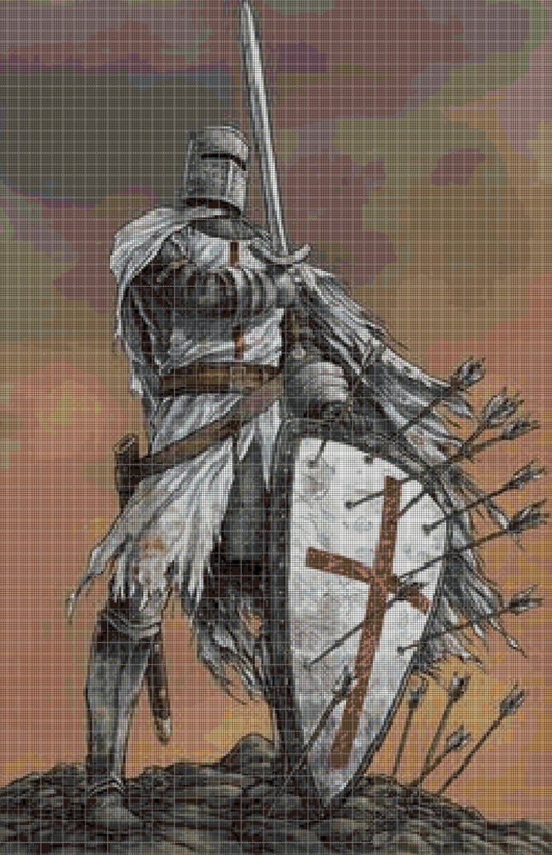 Crusader Cross Stitch Pattern in Pdf DMC - Etsy