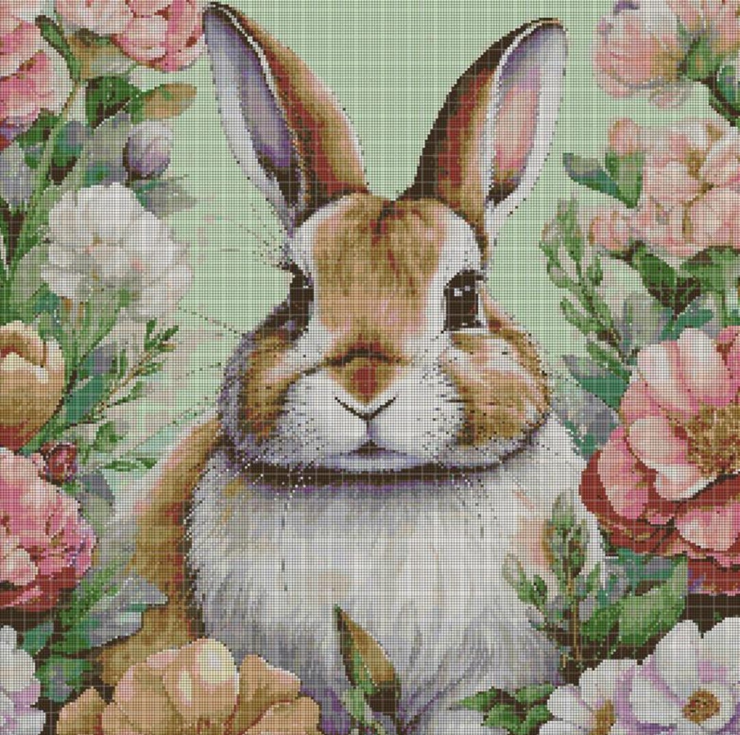 Rabbit Cross Stitch Pattern in Pdf DMC - Etsy