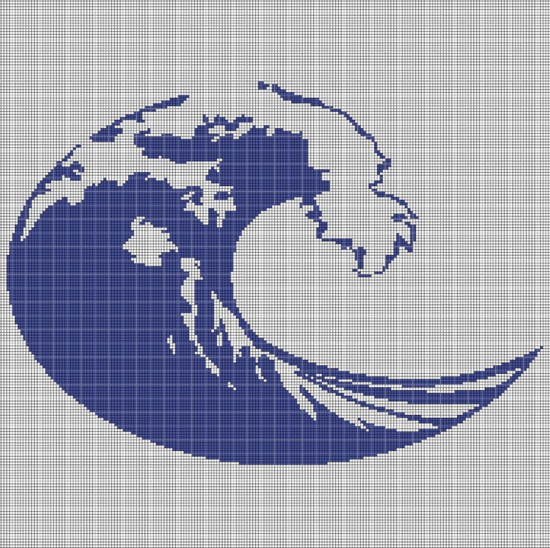Wave Silhouette Cross Stitch Pattern in Pdf - Etsy