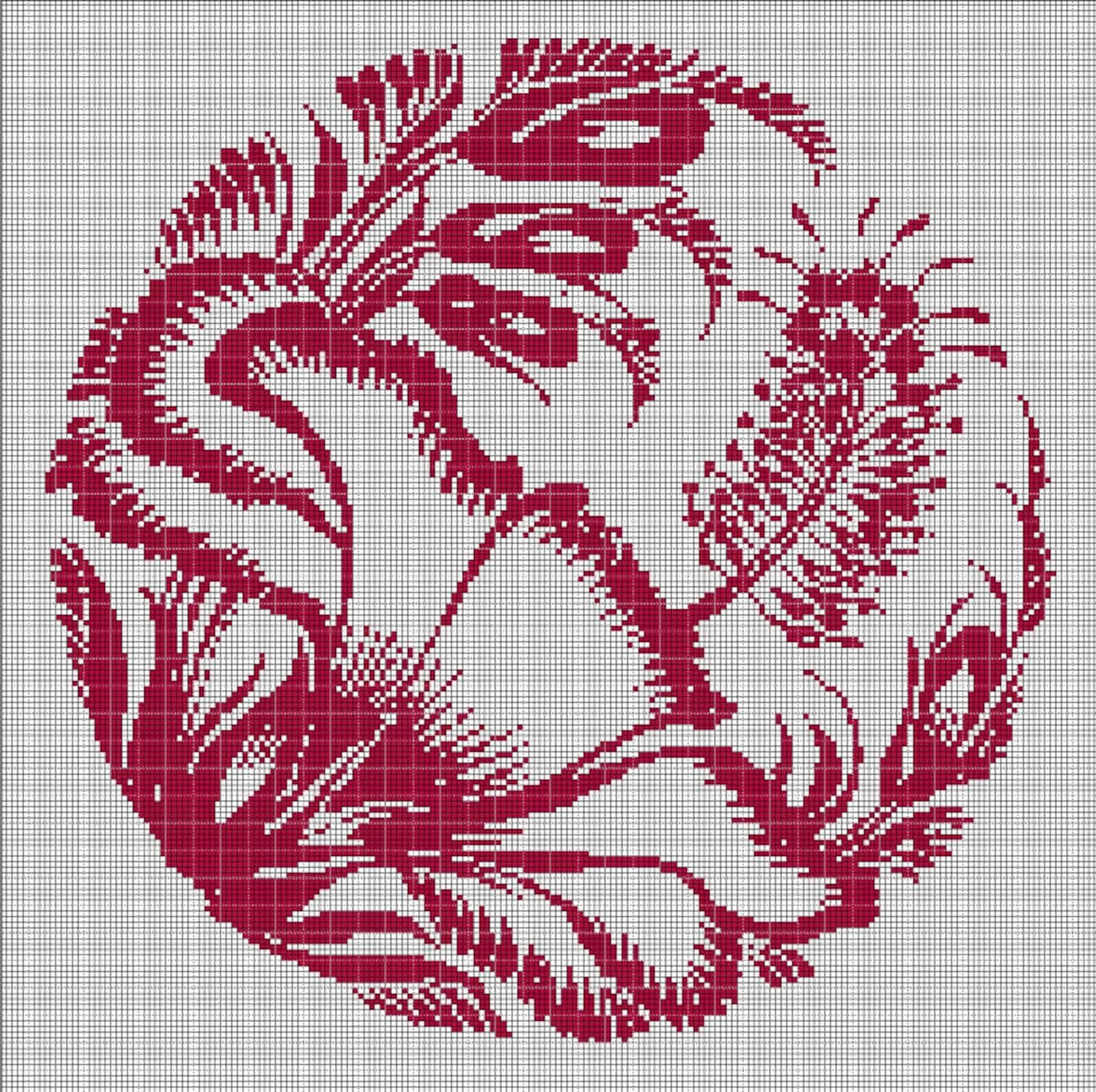 Exotic Flower Silhouette Cross Stitch Pattern in Pdf - Etsy