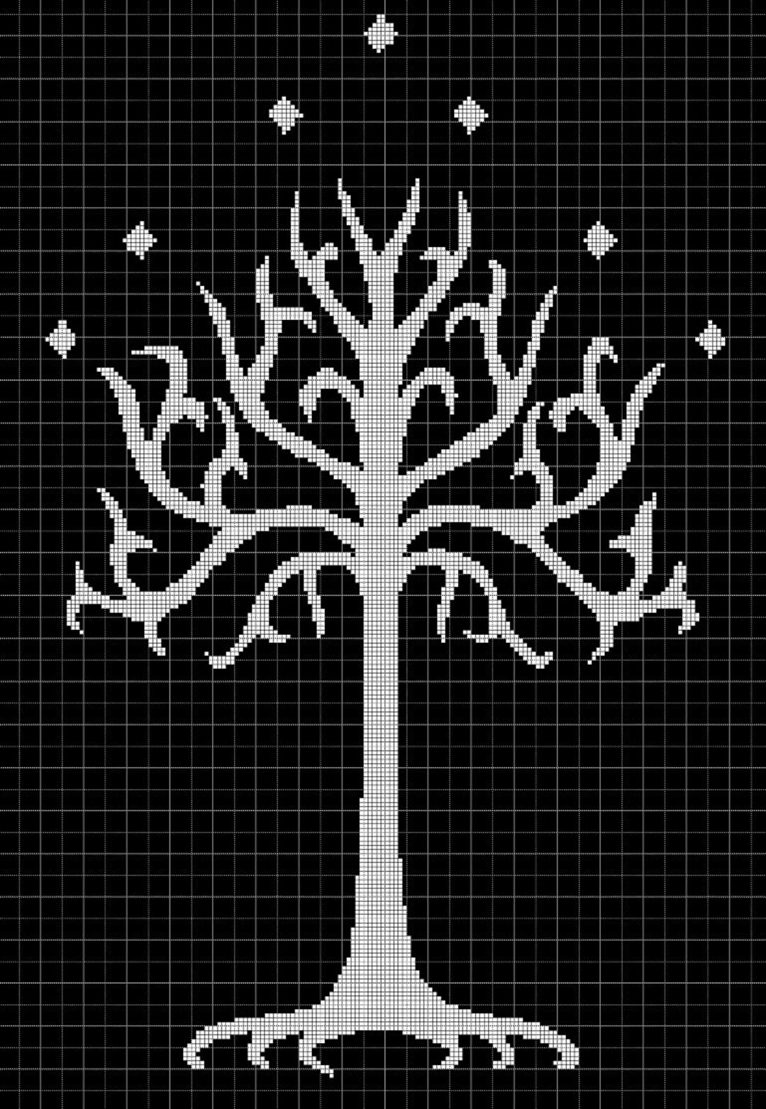 White Tree Silhouette Cross Stitch Pattern in Pdf - Etsy