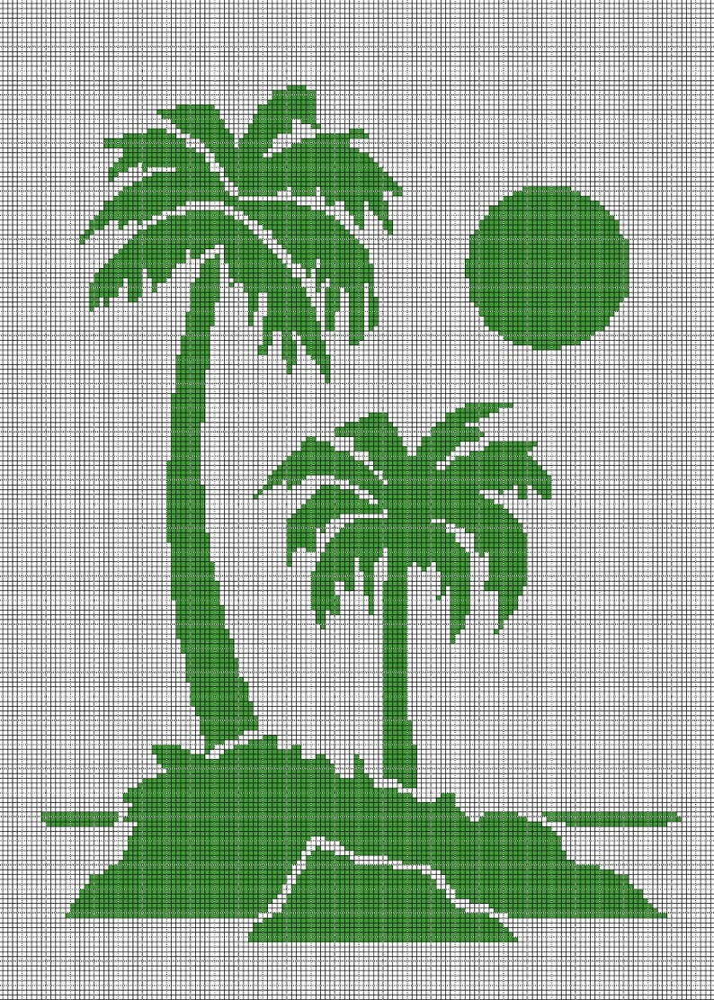 Island Silhouette Cross Stitch Pattern in Pdf - Etsy