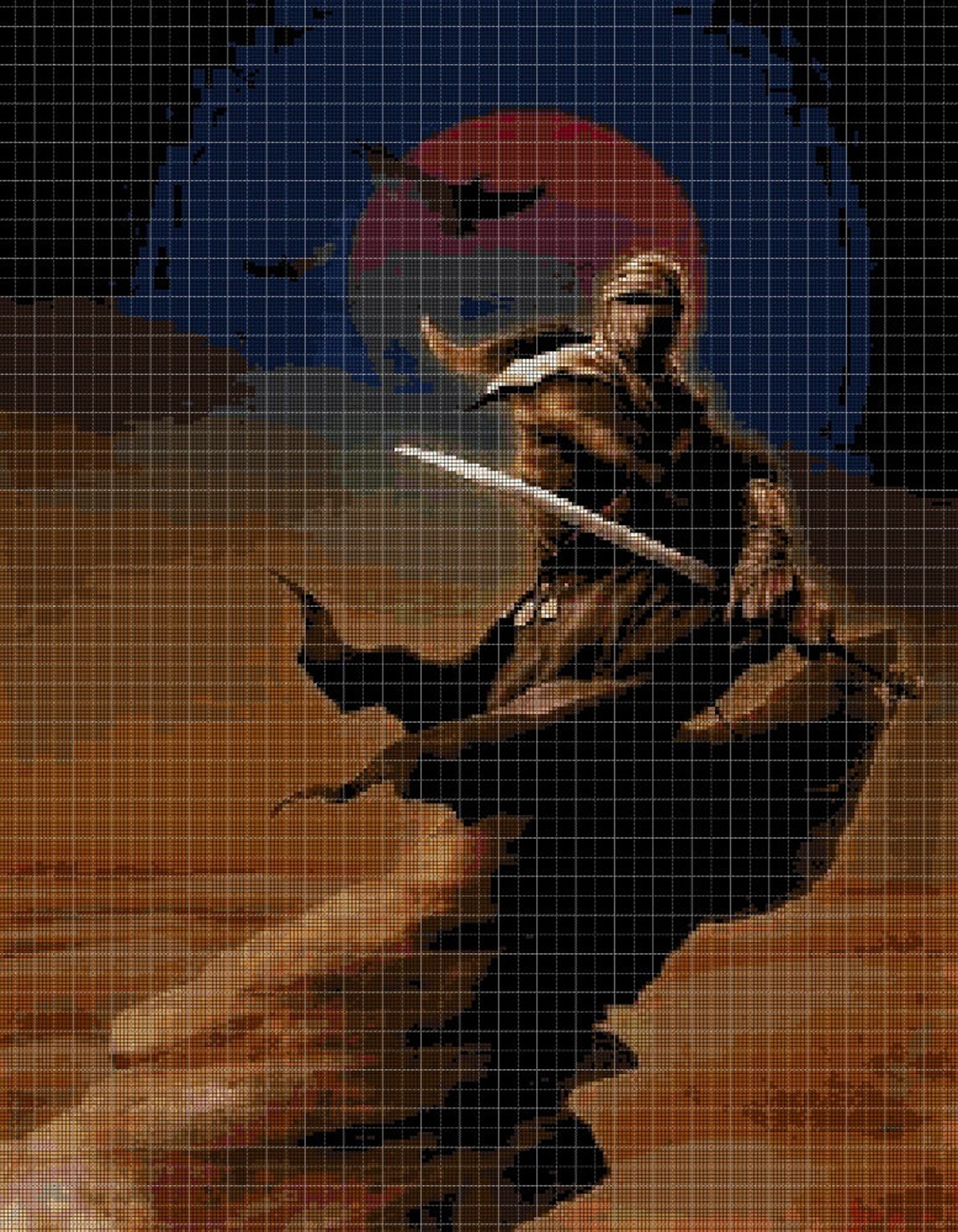 Desert Warrior Cross Stitch Pattern in Pdf DMC - Etsy