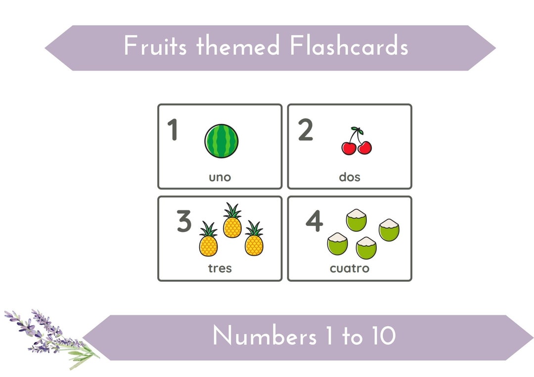 Numbers 1 to 10 Fruits Themed Printable Flashcards - Etsy Australia