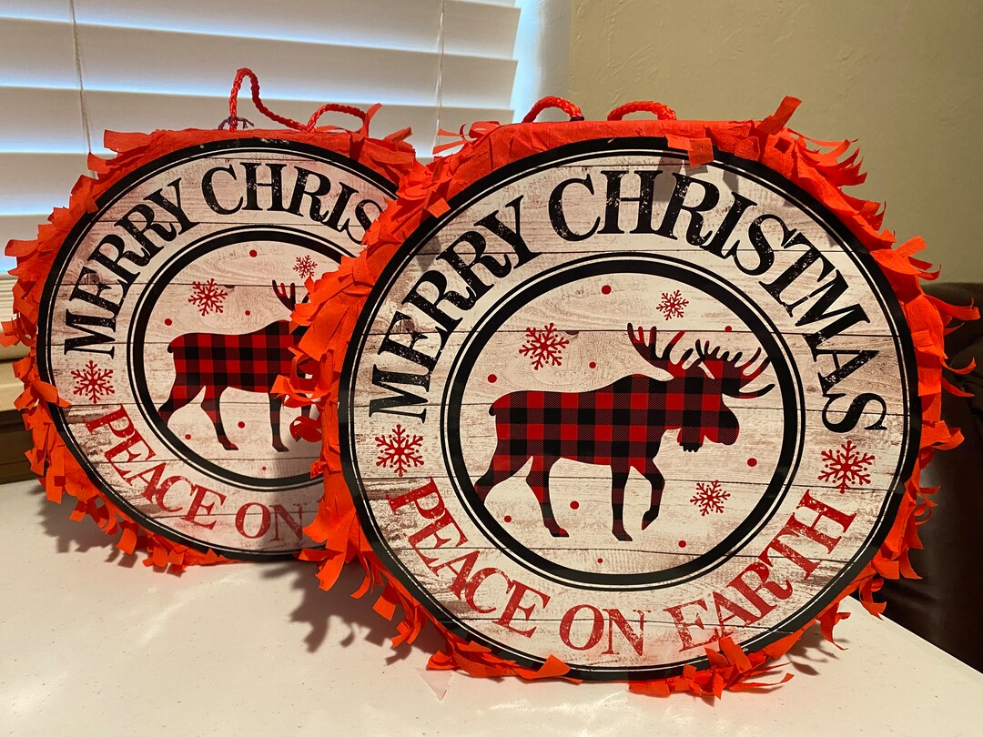 Merry Christmas Piñata, Peace on Earth Piñata, Moose Piñata - Etsy