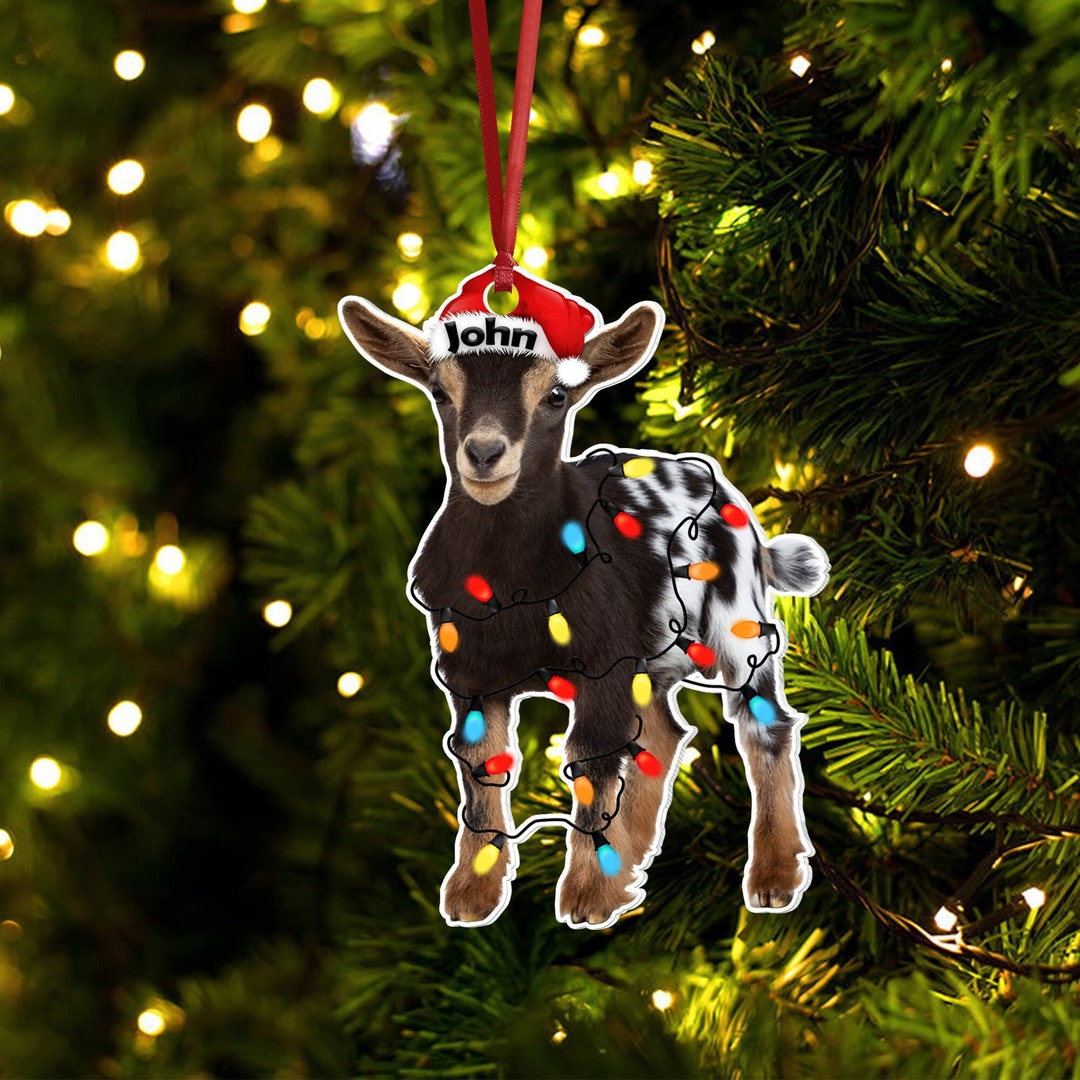 Baby Goat Christmas Ornament, Custom Name Ornament, Personalized Cute ...