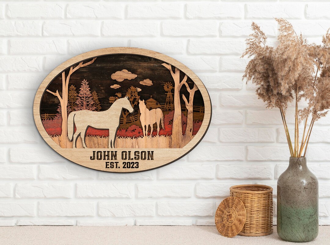 Personalized Horse Barn Monogram Wood 2-layer Sign Wooden - Etsy