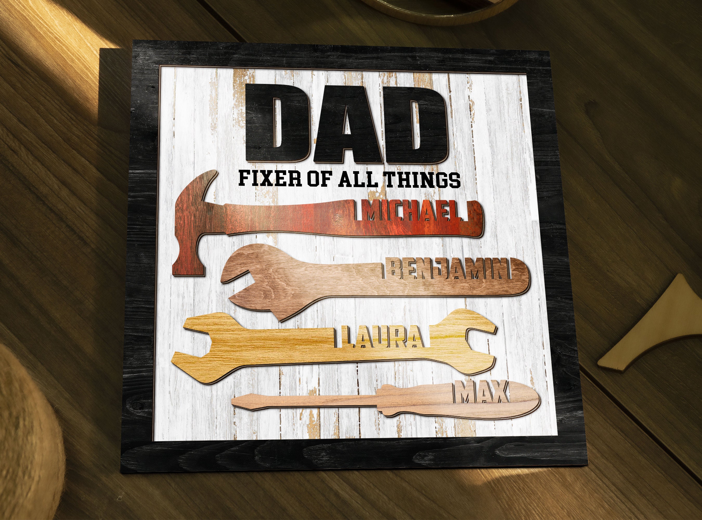 Personalized Dad Fixer of All Things Sign 2-layer Wooden Signs , Custom ...